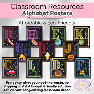 Rainbow Alphabet Posters Preschool Classroom Decor | Alphabet Playroom ...