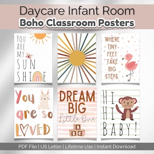 Daycare Infant Classroom Boho Rainbow Theme Posters | Neutral Infant ...