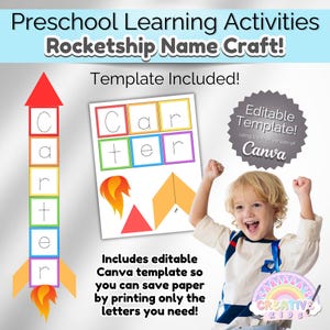 Rocketship Name Craft | Preschool Outer Space Theme | Large Group Craft ...