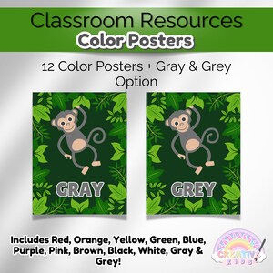 Preschool Rainforest Jungle Color Posters | Jungle Classroom Theme ...