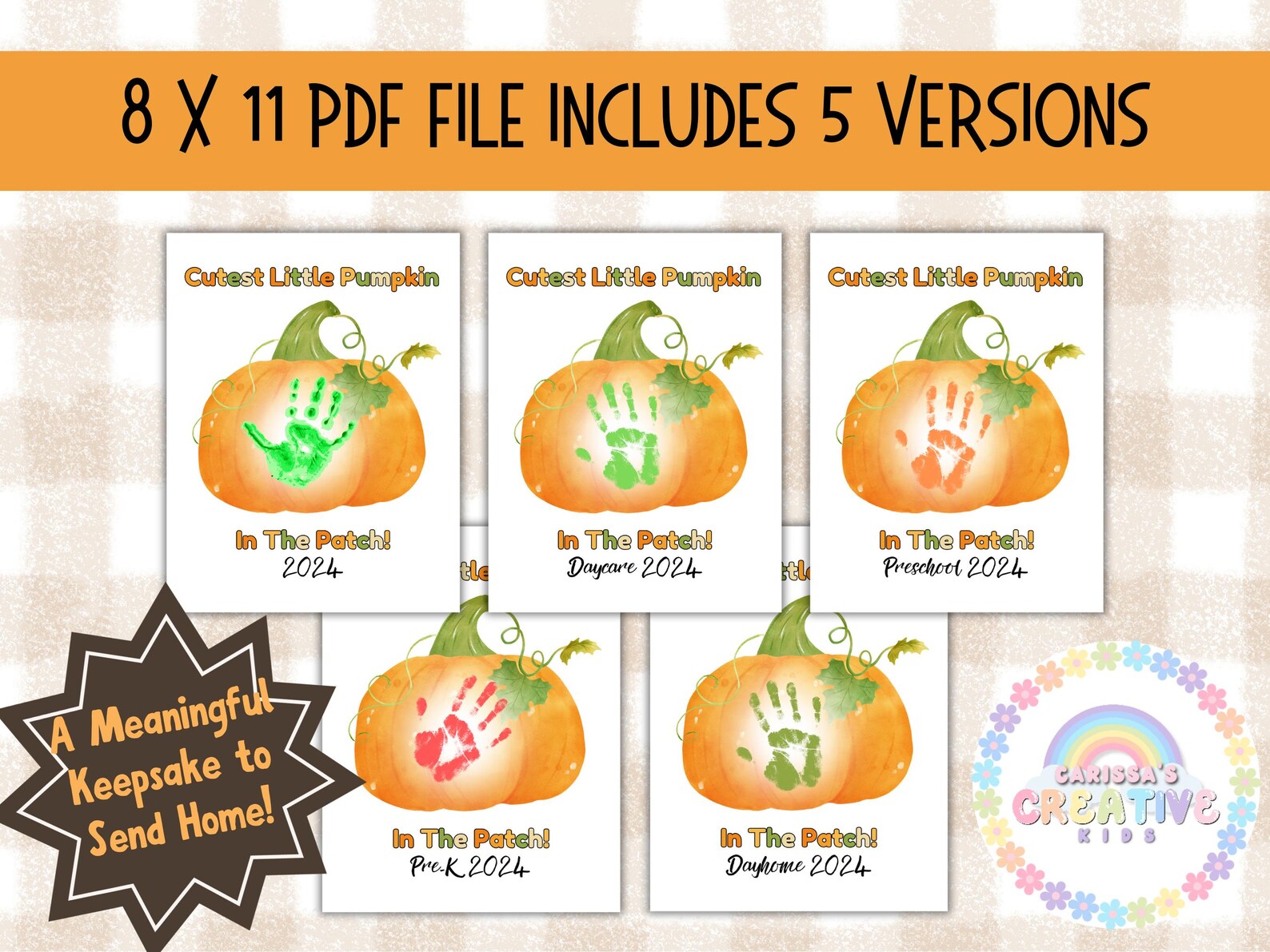 Pumpkin Handprint Art Printable, Pumpkin Printable, Fall Art Print ...