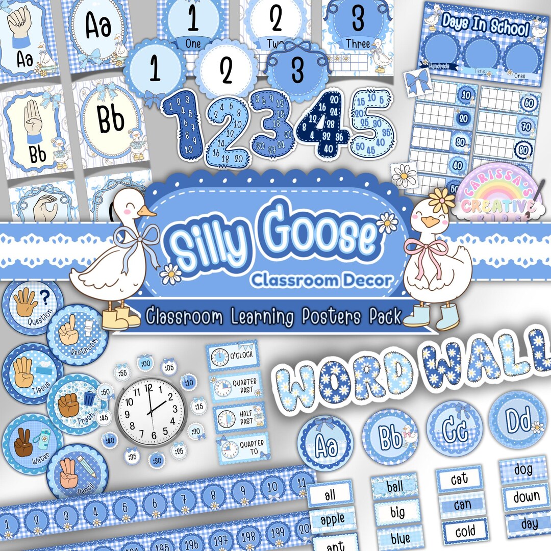 Silly Goose Classroom Decor Bundle | Alphabet Posters, Math Charts ...