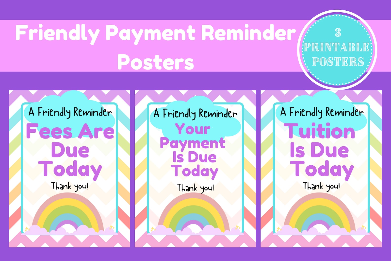 Instant Print PDF Fees Due Poster to Hang in Your Childcare or Daycare ...