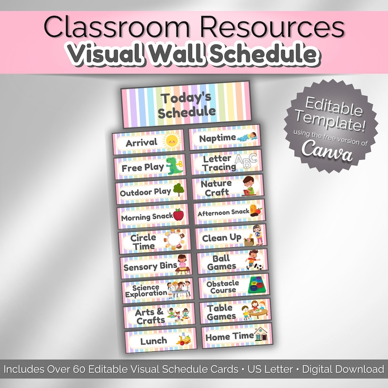 Printable Daily Schedule Cards for Daycares, Preschools & Childcare ...
