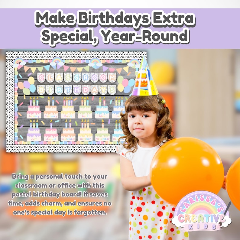 Printable Birthday Banner for Classroom & Daycare in Soft Pastels ...