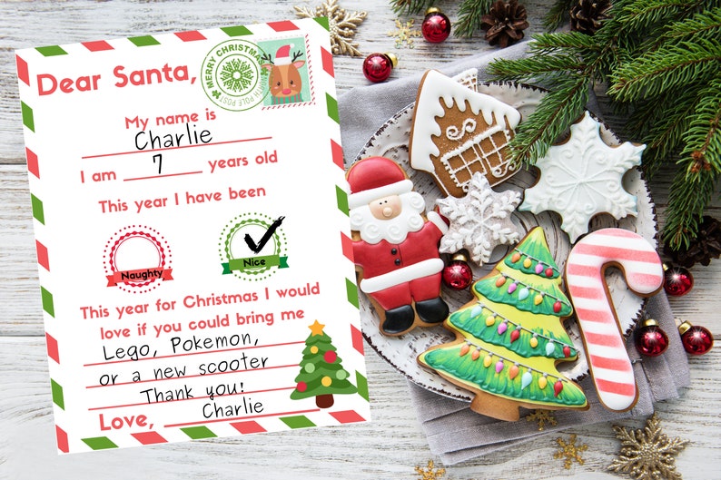 Printable Letter to Santa Claus Dear Santa Letter Template - Etsy