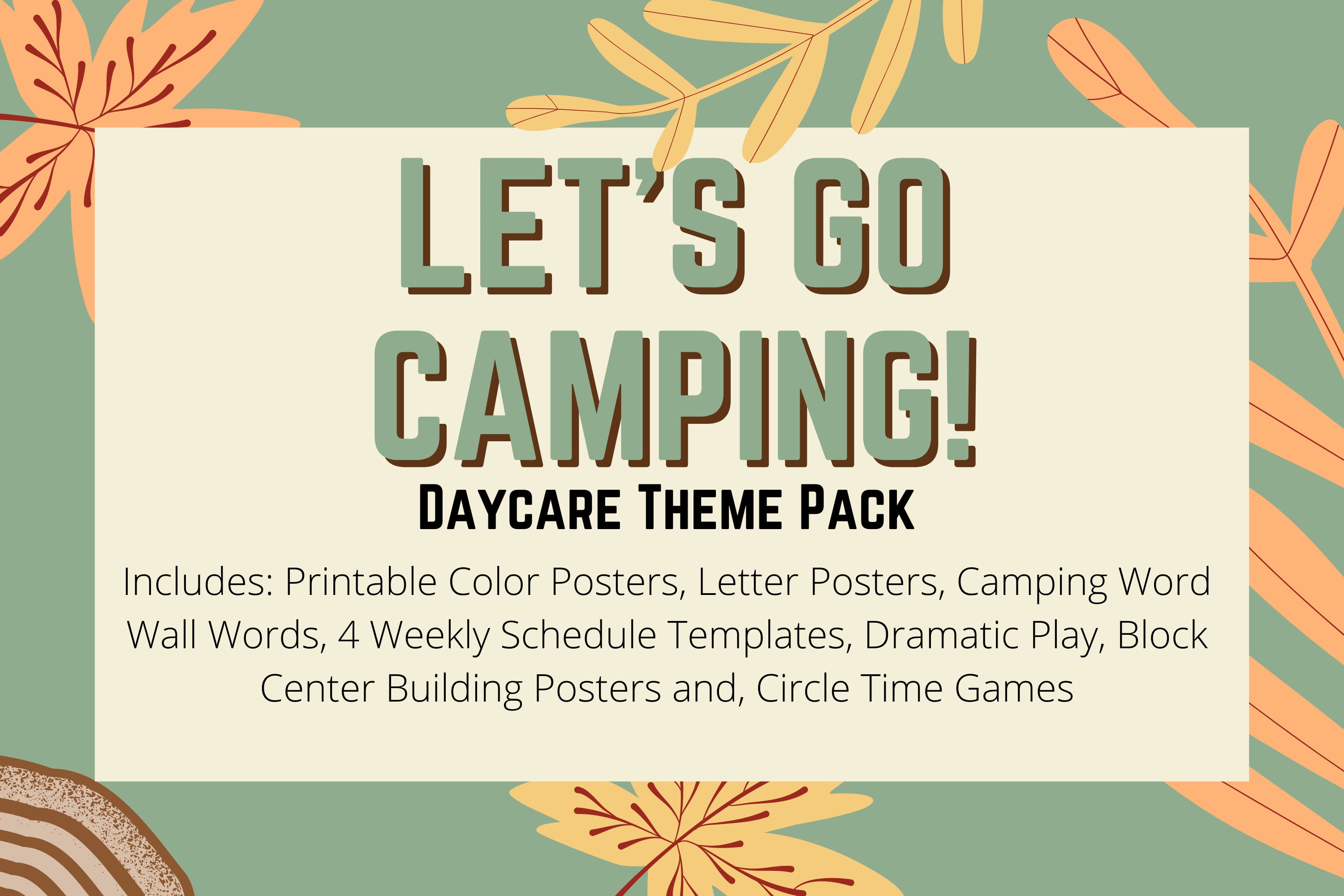 Daycare Theme Pack Let's Go Camping Dramatic Play Bundle World Wall ...