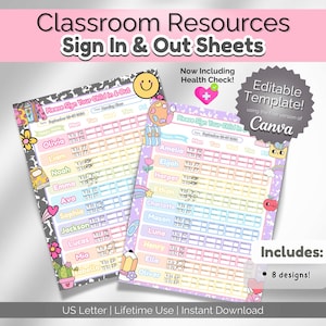 Daycare Sign in Sheets | Child Attendance Sign in and Out | Club Sign ...