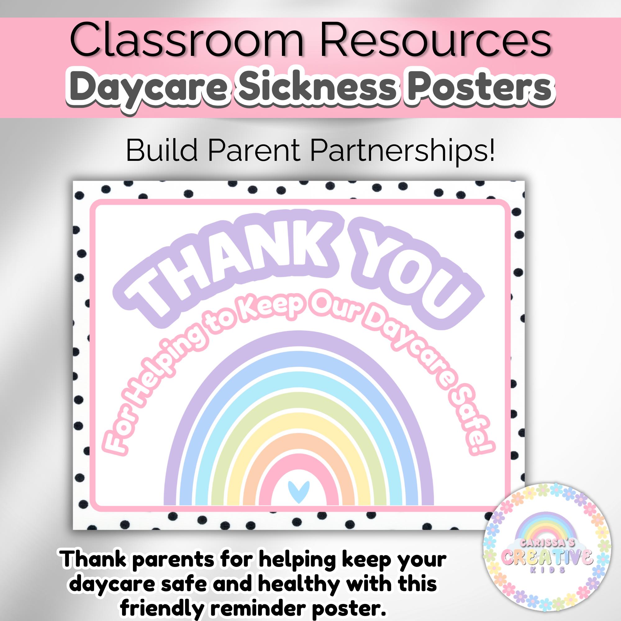 Daycare Sickness Posters | Sick Policy Posters to Help Keep Your Space ...