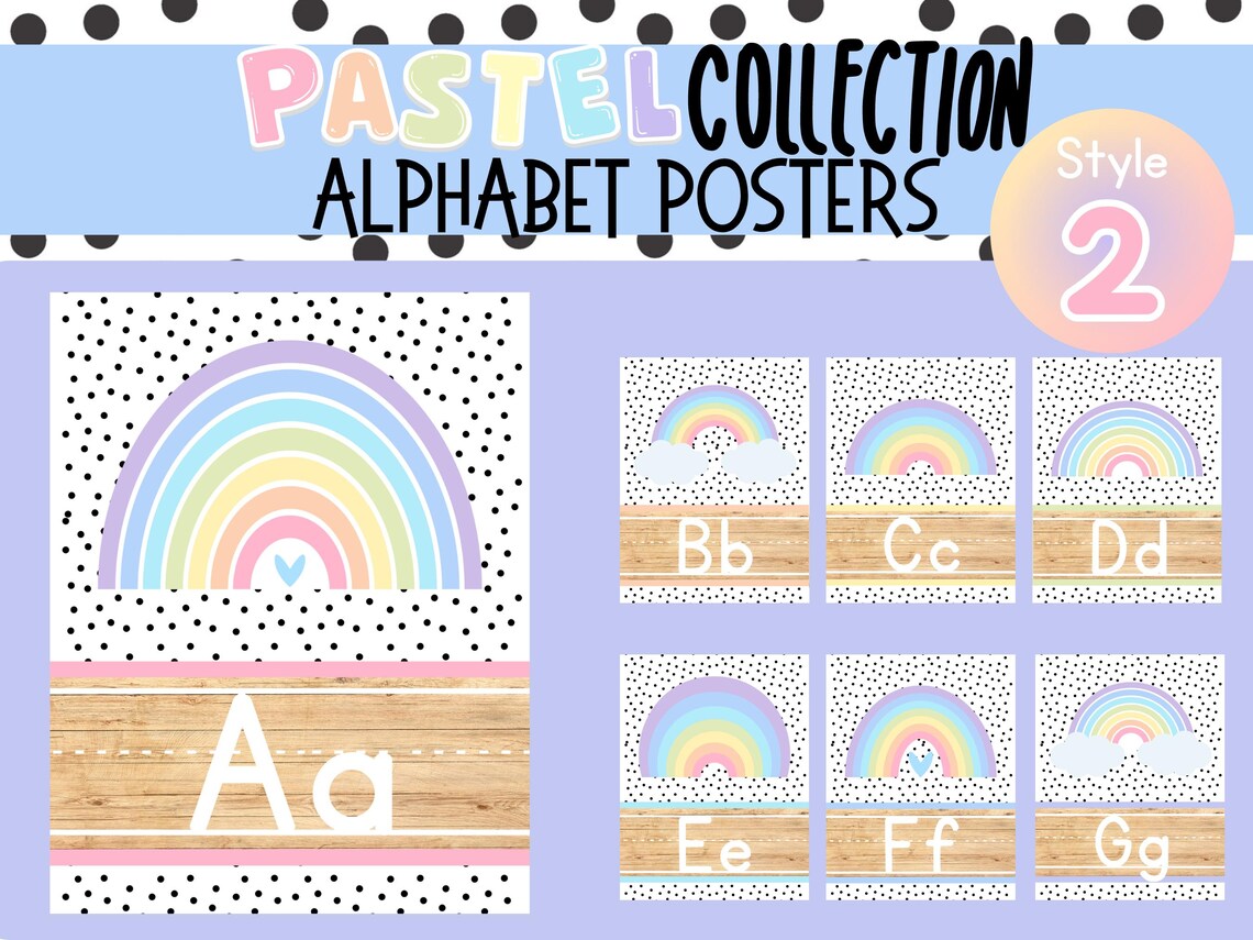 Rainbow Pastel Alphabet Posters | Preschool, Daycare, Childcare Center ...
