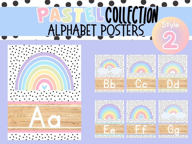 Rainbow Pastel Alphabet Posters | Preschool, Daycare, Childcare Center ...