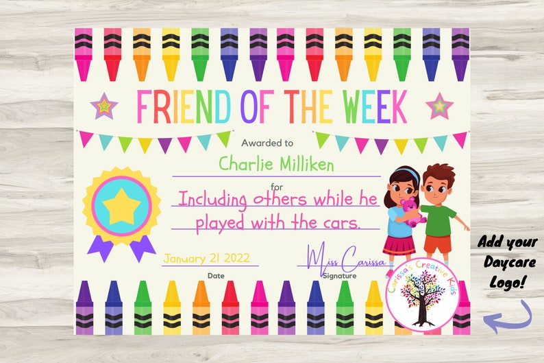 Daycare Weekly Award | Daycare Award System | Home Daycare or Daycare ...