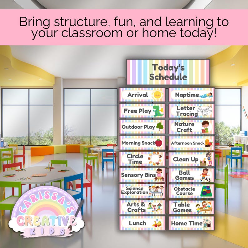Printable Daily Schedule Cards for Daycares, Preschools & Childcare ...