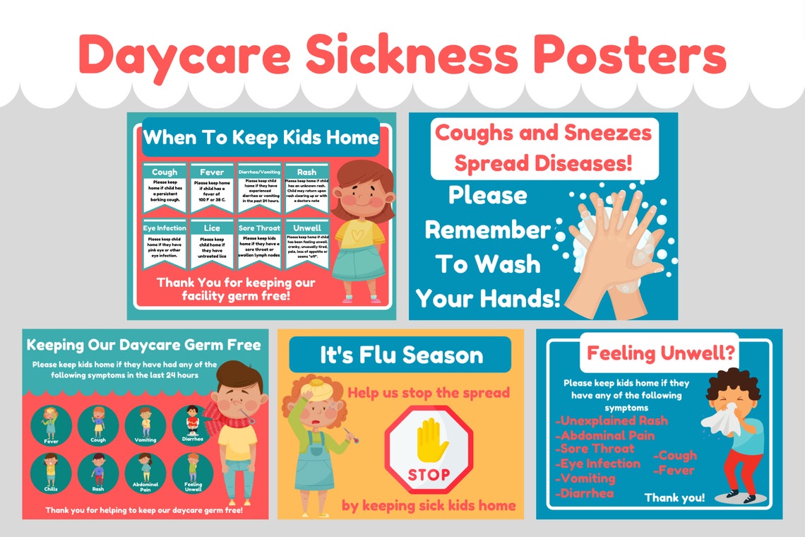 Daycare Sickness Posters Sick Policy Posters to Help Keep - Etsy