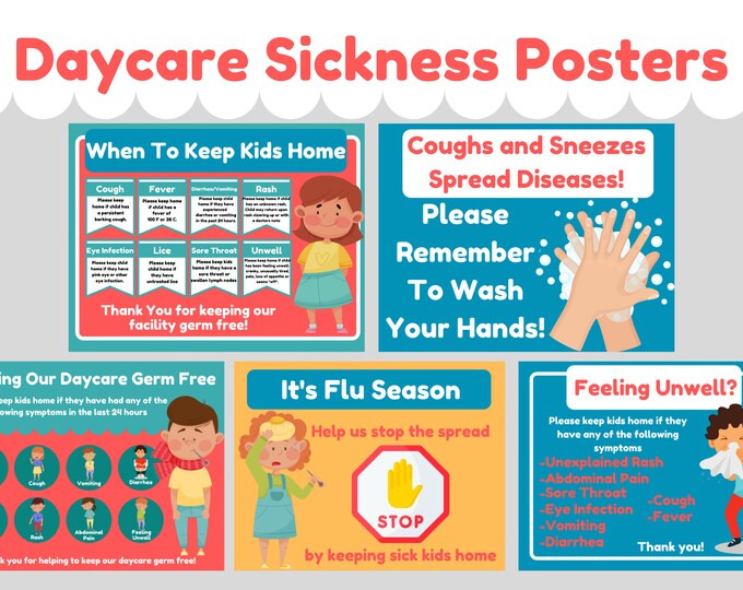 Daycare Preschool Church Nursery Emoji Graphic Sick Policy Sign Print ...