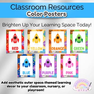 Outer Space Color Posters Classroom Decor | Preschool Daycare Posters ...