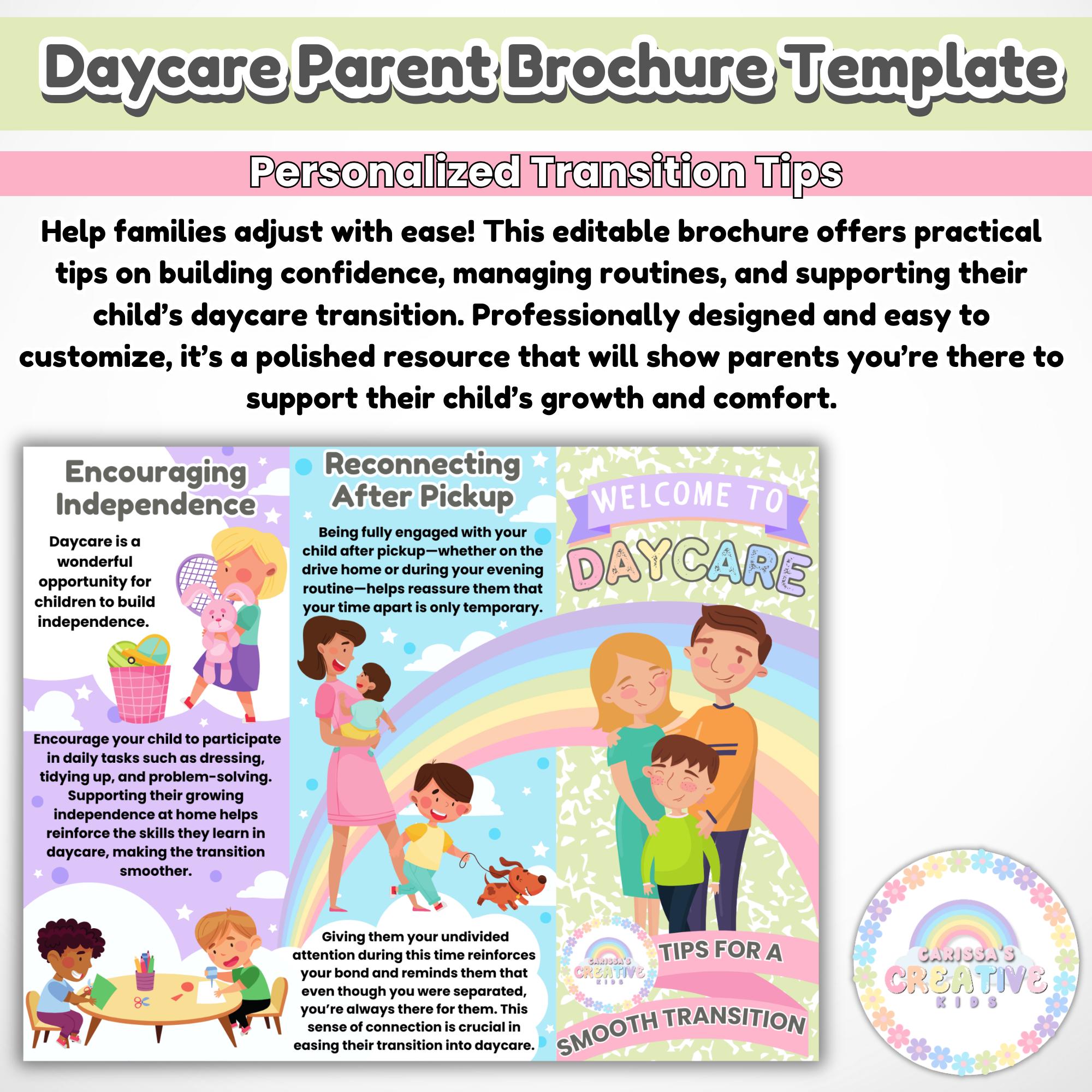 Daycare Essentials Editable Brochure Template With Tips and Tricks for ...