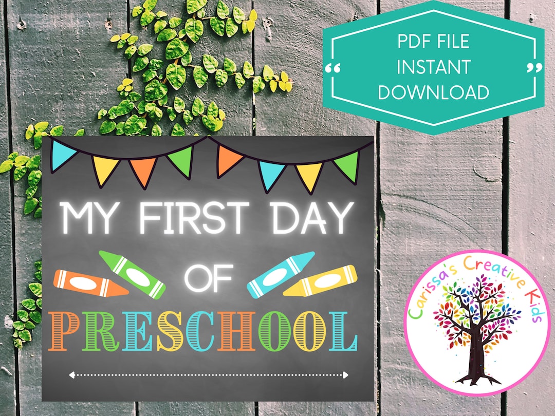 First Day of Preschool Sign Chalkboard Sign Instant PDF Digital ...