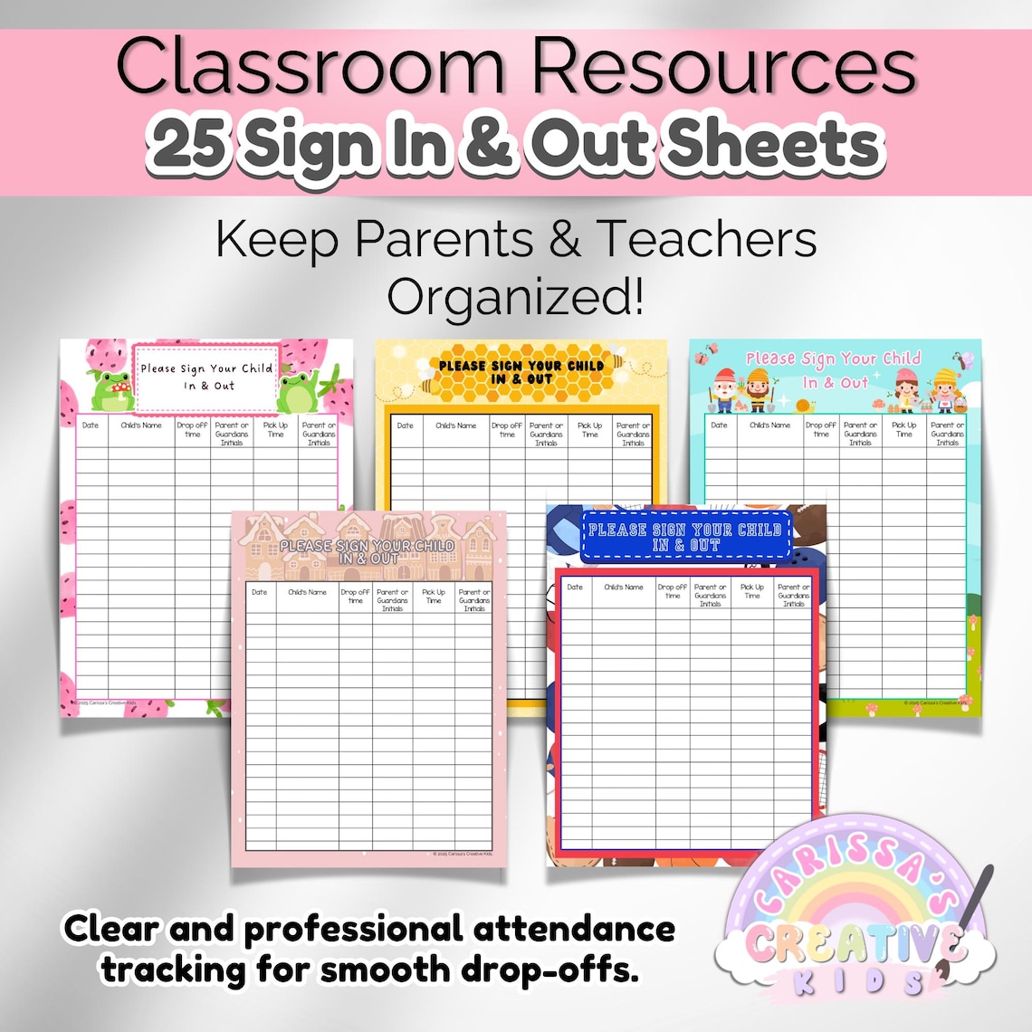 25 Printable Sign in and Out Sheets for Childcare | Daycare Sign in ...