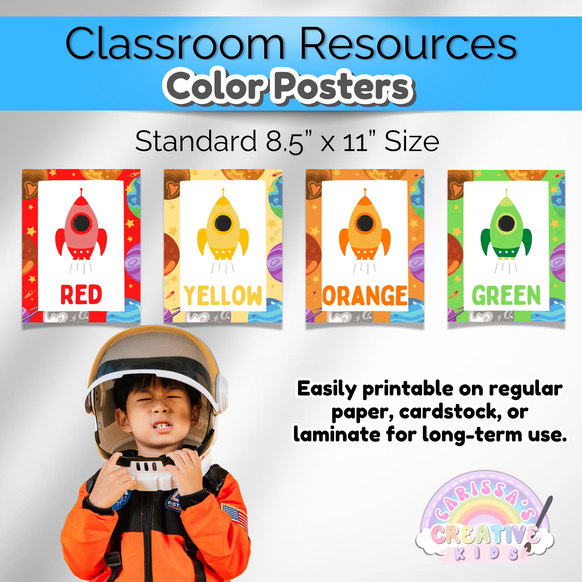 Outer Space Color Posters Classroom Decor | Preschool Daycare Posters ...