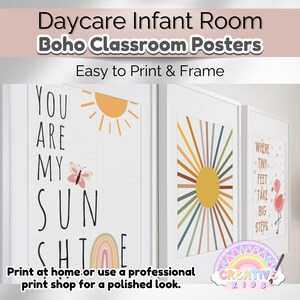 Daycare Infant Classroom Boho Rainbow Theme Posters | Neutral Infant ...