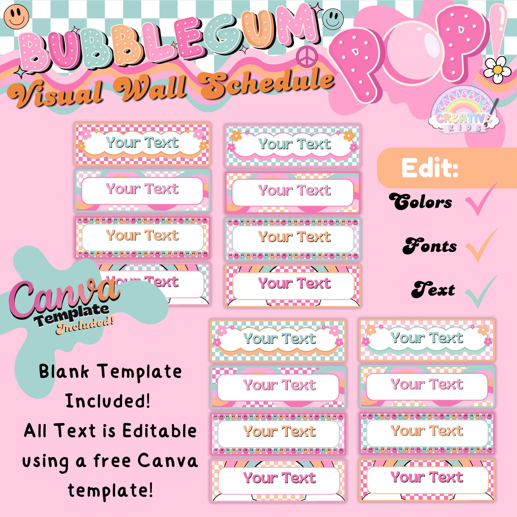 Preschool Classroom Visual Schedule Cards | Editable Template Daycare ...