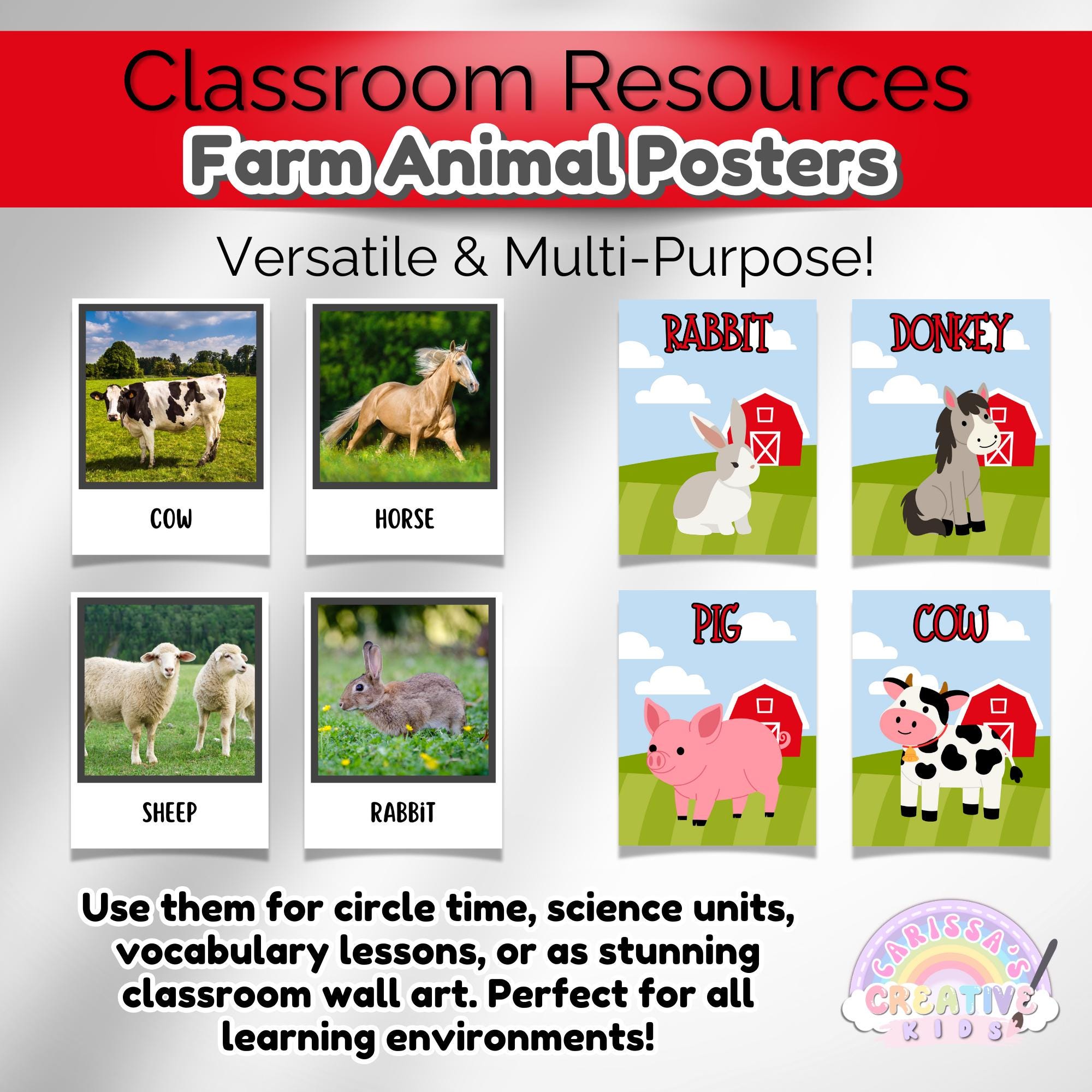 Preschool Farm Animal Posters | Daycare Playroom Farming Posters ...