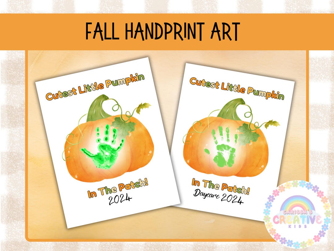Pumpkin Handprint Art Printable, Pumpkin Printable, Fall Art Print ...