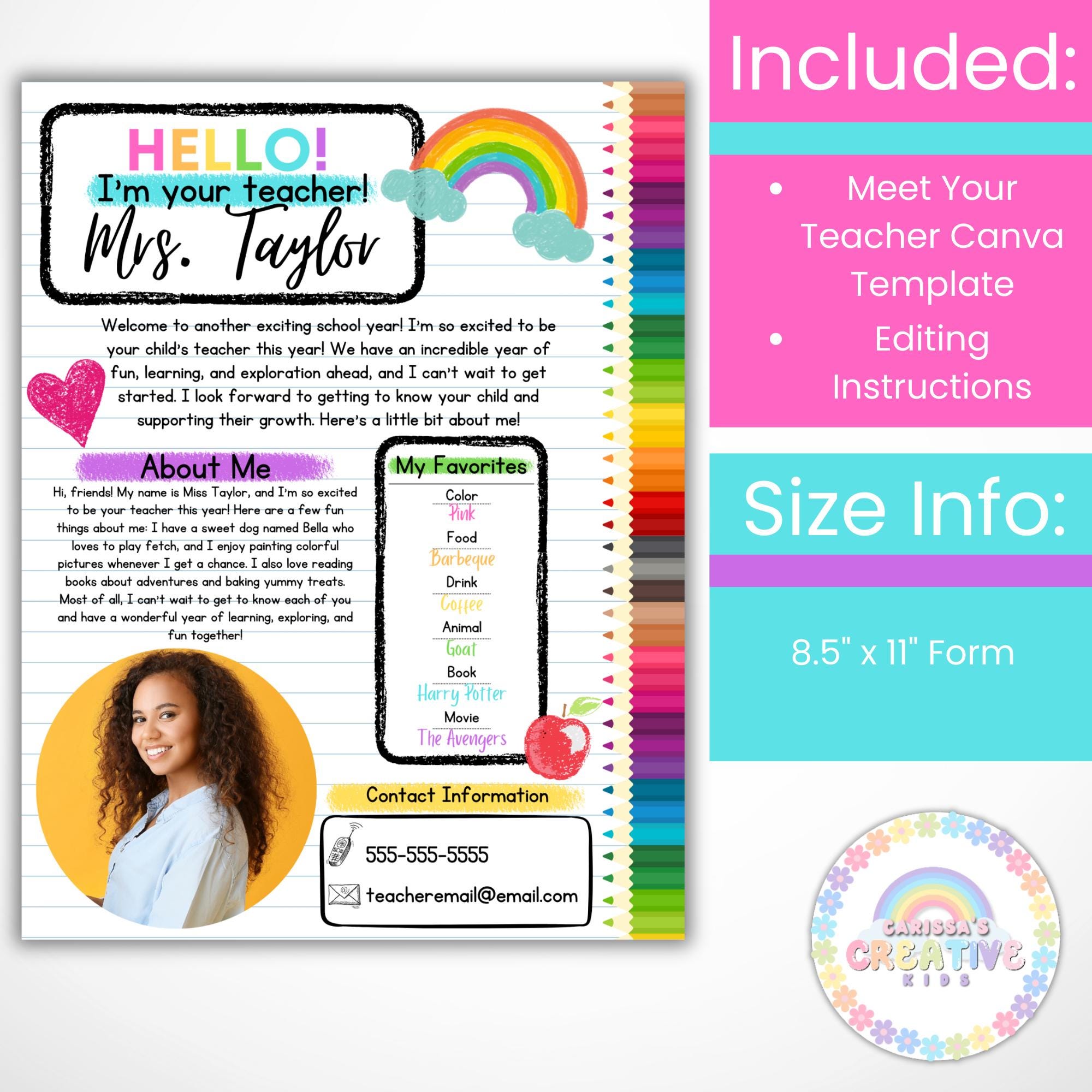 Meet the Teacher Template | Back to School Printable | Teacher ...