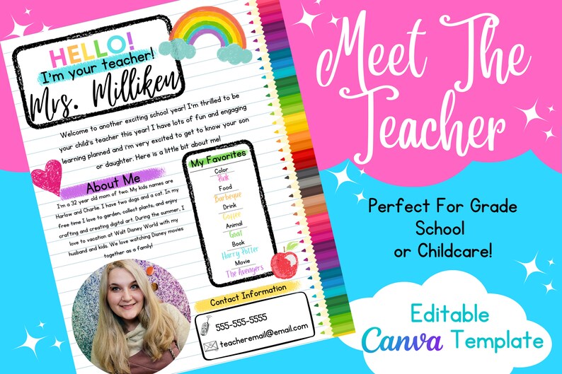 Meet the Teacher Template Perfect for Elementary or Daycare - Etsy Canada