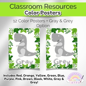 Dinosaur Theme Color Posters Daycare Classroom Decor | Prehistoric ...