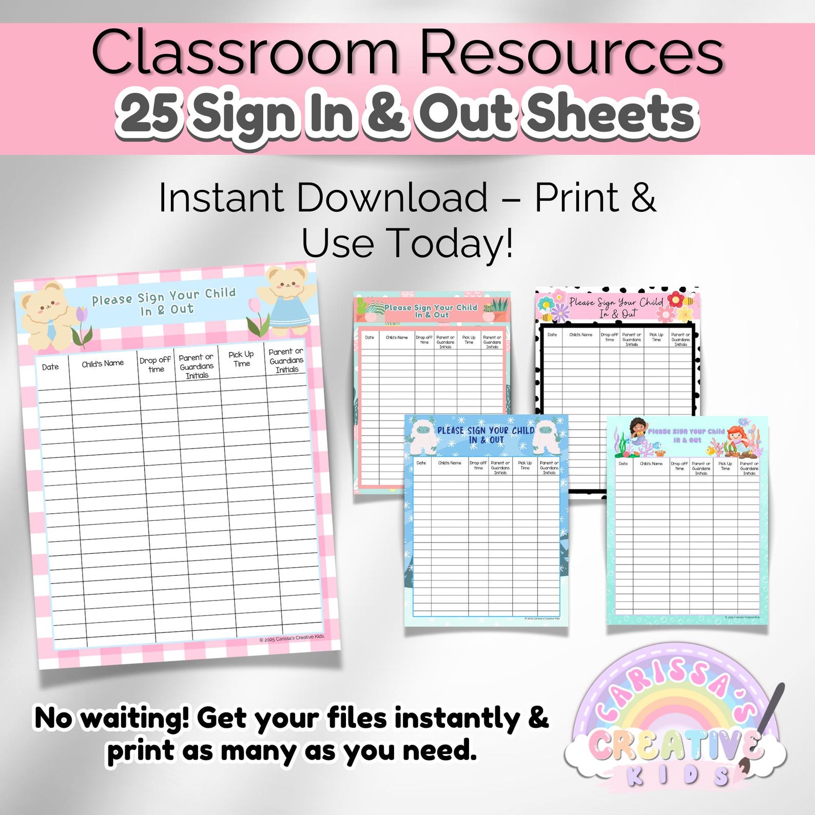 25 Printable Sign in and Out Sheets for Childcare | Daycare Sign in ...