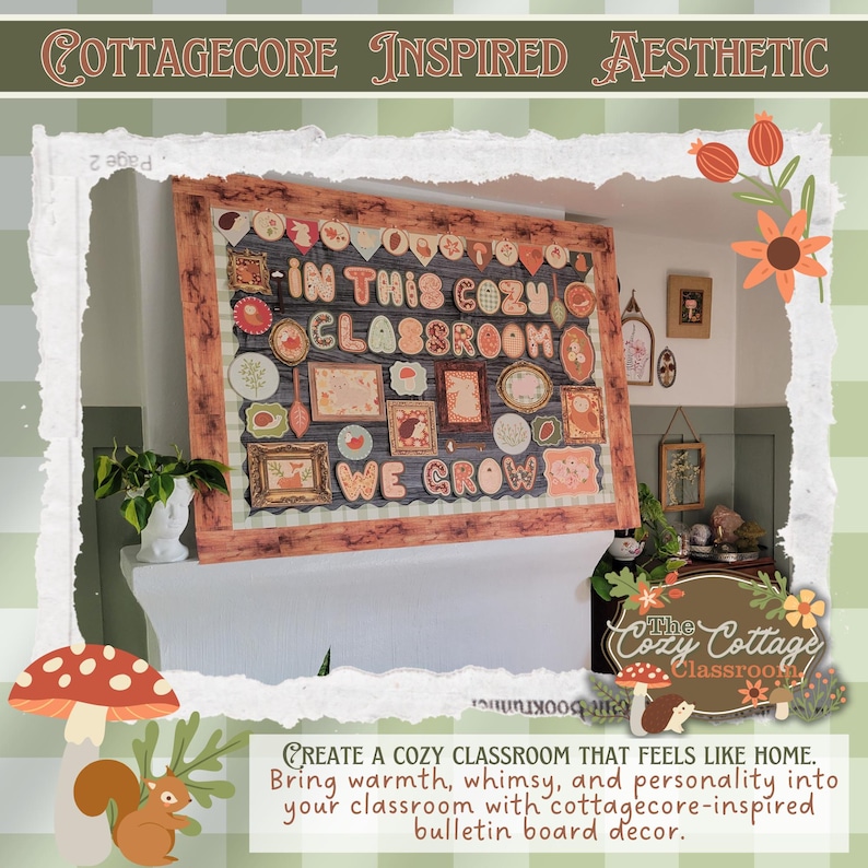 Cozy Cottage Classroom Printable Bulletin Board Kit | Cottagecore ...