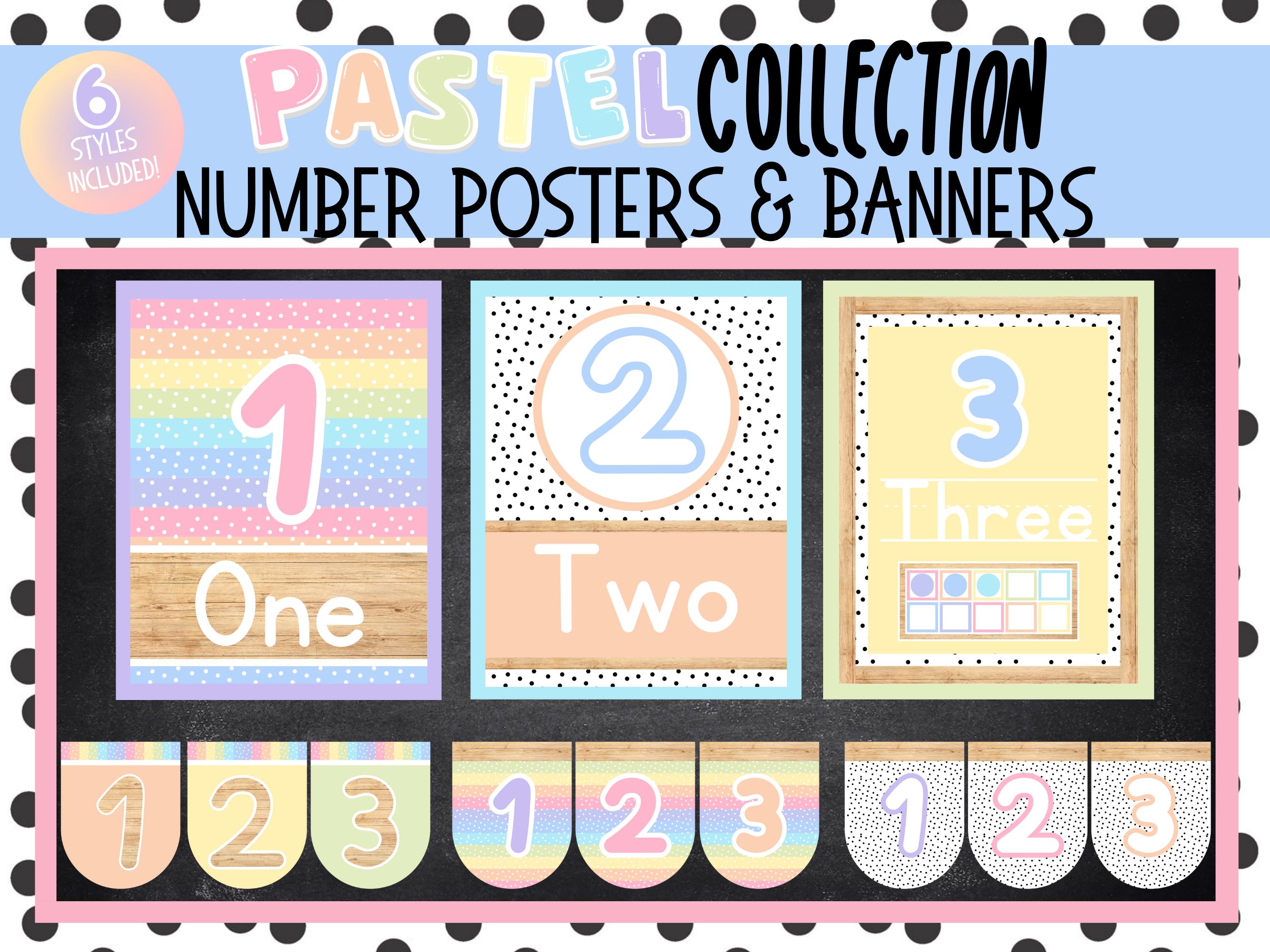 Pastel Rainbow Number Posters & Banners | Classroom Decor | Playroom ...