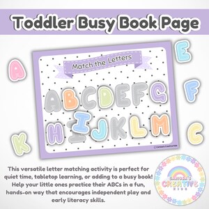 Letter Matching Toddler Quiet Time Book | Busy Book Digital Download ...