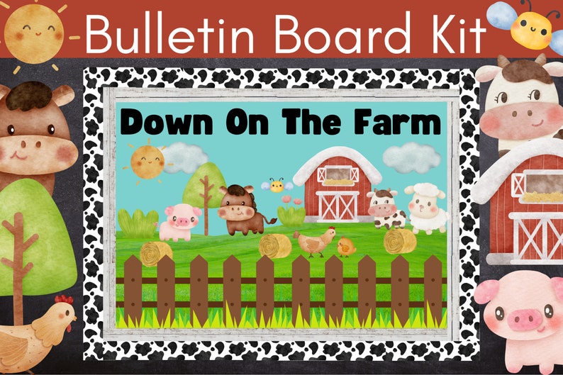 Down on the Farm Bulletin Board Kit | Classroom Farm Decor | Daycare ...