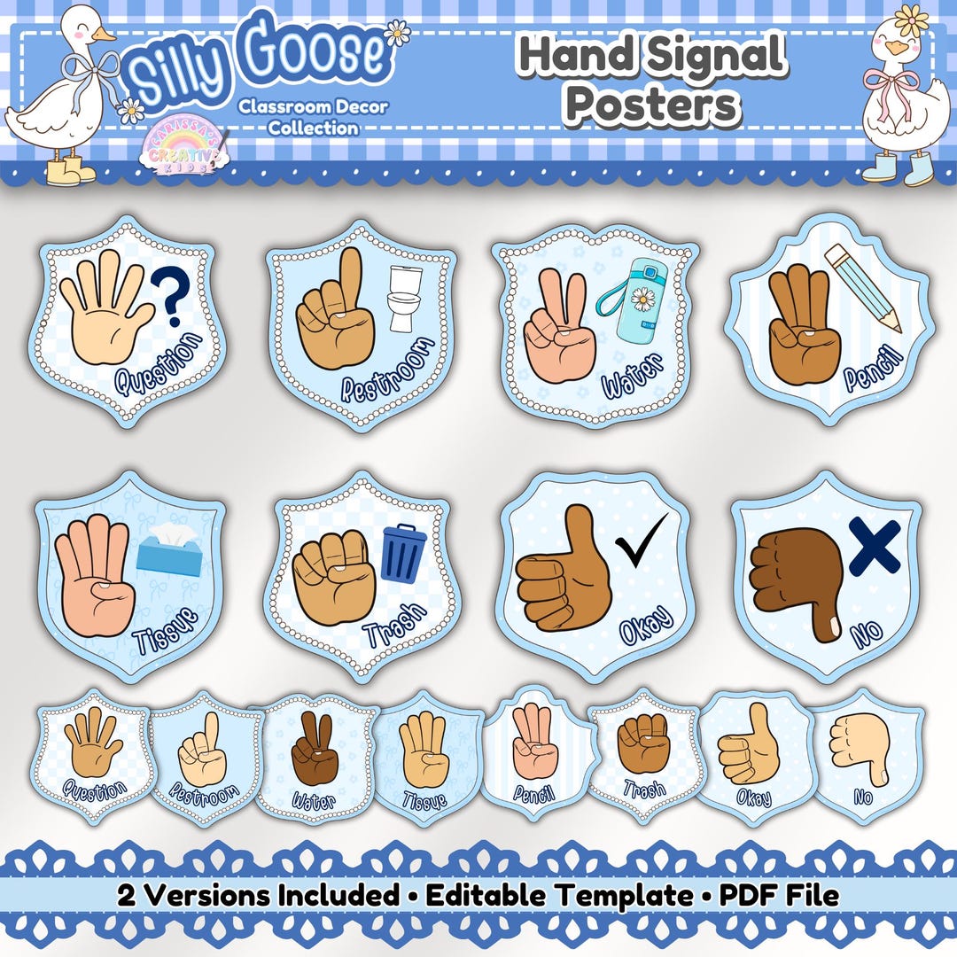Silly Goose Hand Signal Posters | Back to School Classroom Decor ...