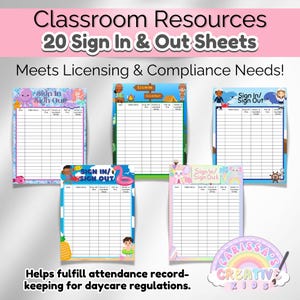 20 Printable Daycare Sign in Sheets | Daycare Sign in Forms | Preschool ...