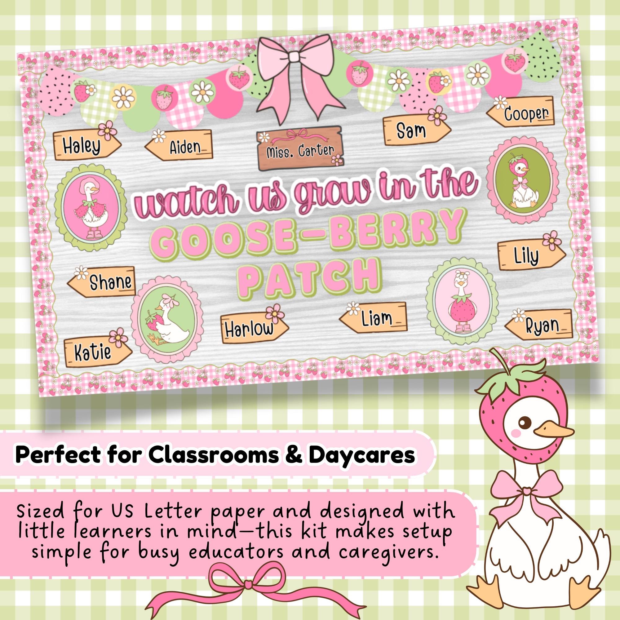 Goose-berry Patch Bulletin Board Kit • Strawberry Classroom Decor ...