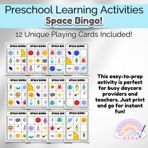 Preschool Outer Space Bingo Game! Practice Fine Motor Skills in a ...