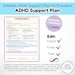 ADHD Support Plan for Daycare Editable Template | Preschool Emotional ...