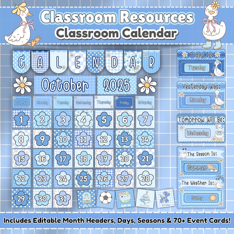 Silly Goose Classroom Decor Calendar | Editable Preschool and Daycare ...