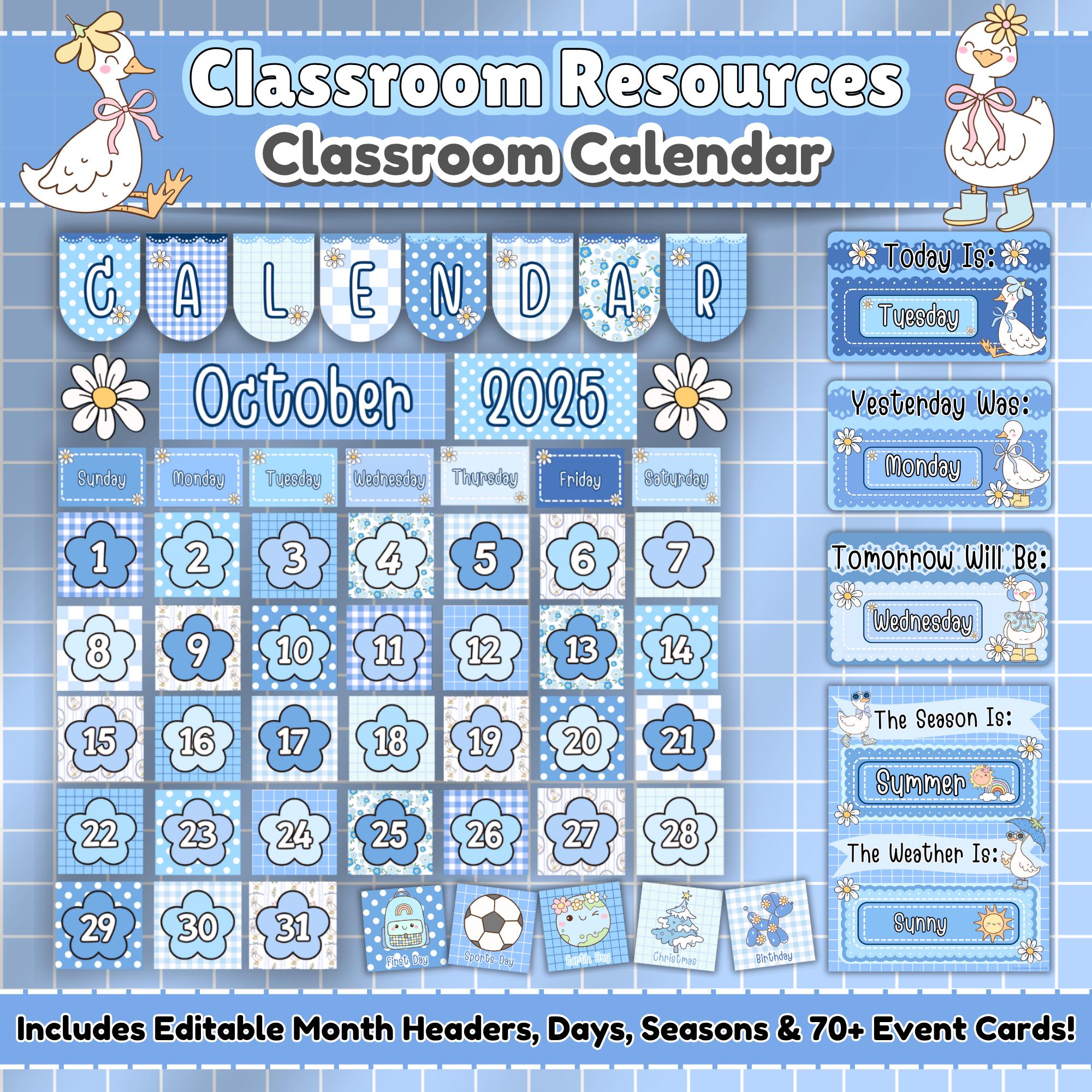 Silly Goose Classroom Decor Calendar | Editable Preschool and Daycare ...