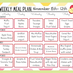 Editable Daycare Meal Planner | Childcare Menu Planner | Home Daycare ...