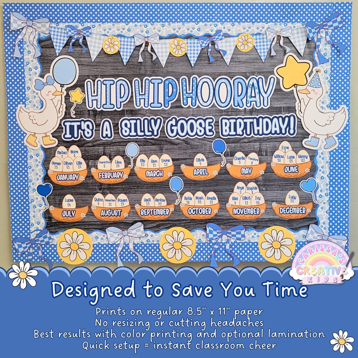 Silly Goose Birthday Bulletin Board | Classroom Birthday Chart Display ...