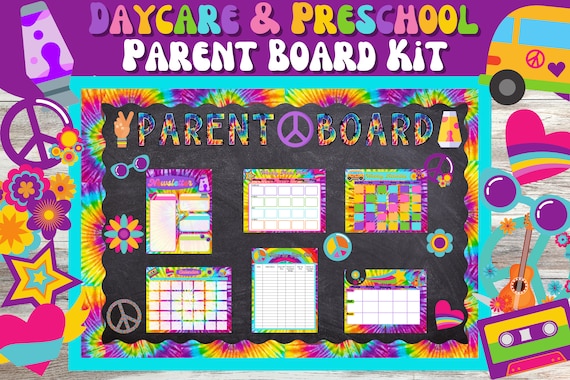 Tie Dye Daycare/ Preschool Bulletin Board Template Parents - Etsy