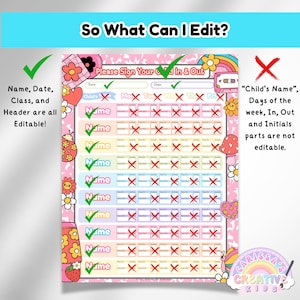 Daycare Sign in Sheets | Child Attendance Sign in and Out | Club Sign ...