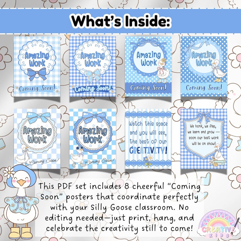 Amazing Work Coming Soon Posters • Student Work Display • Blue Gingham ...
