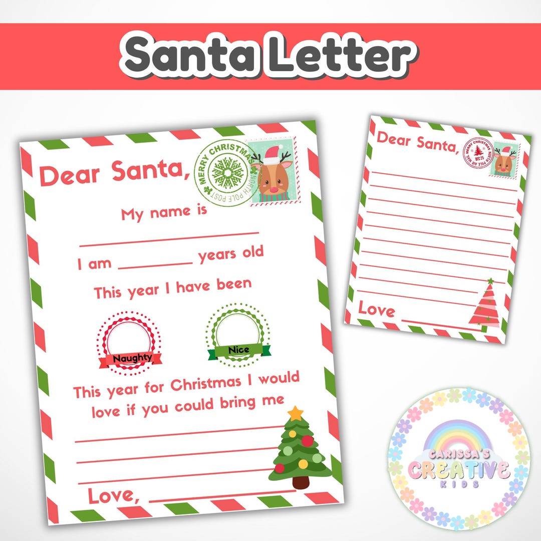 Printable Letter to Santa Claus, Dear Santa Letter Template, Santa ...