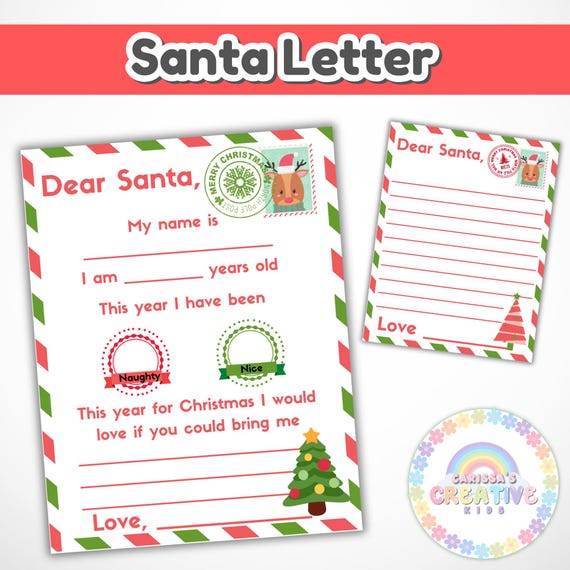 Kindergarten Letter To Santa Template